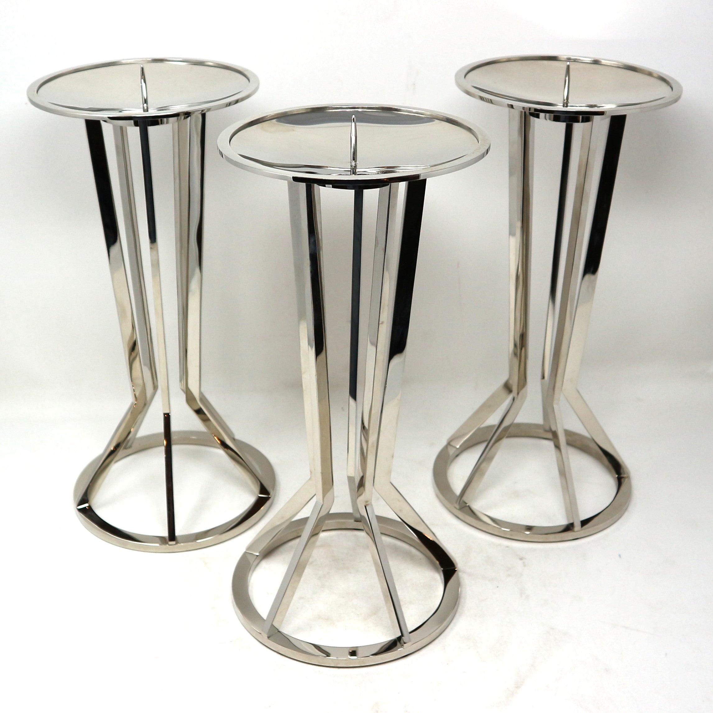 Sutherland Chrome Candle Holders Set of 3 – Dulce Interior Consignment Showplace